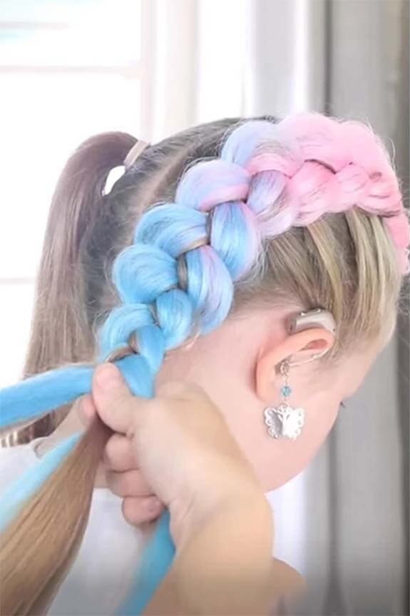 Peruca Par sintetic, B53, Roz, albastru deschis, 63cm, 100g - eMAG.ro