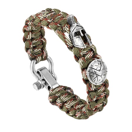 Bratara barbati, model impletit, pandantiv casca si scut razboinic spartan, dimensiune fixa ...