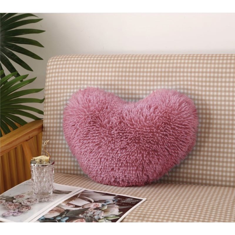 Perna decorativa Fluffy, forma Inima, Jojo Home, 40x30x10cm, Roz - eMAG.ro