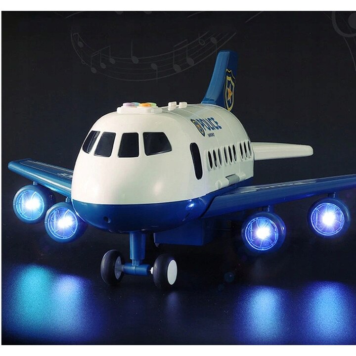 Интерактивна играчка, Самолет с 3 превозни средства, Полицейска ...