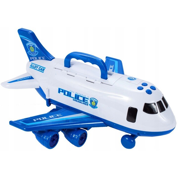 Интерактивна играчка, Самолет с 3 превозни средства, Полицейска ...