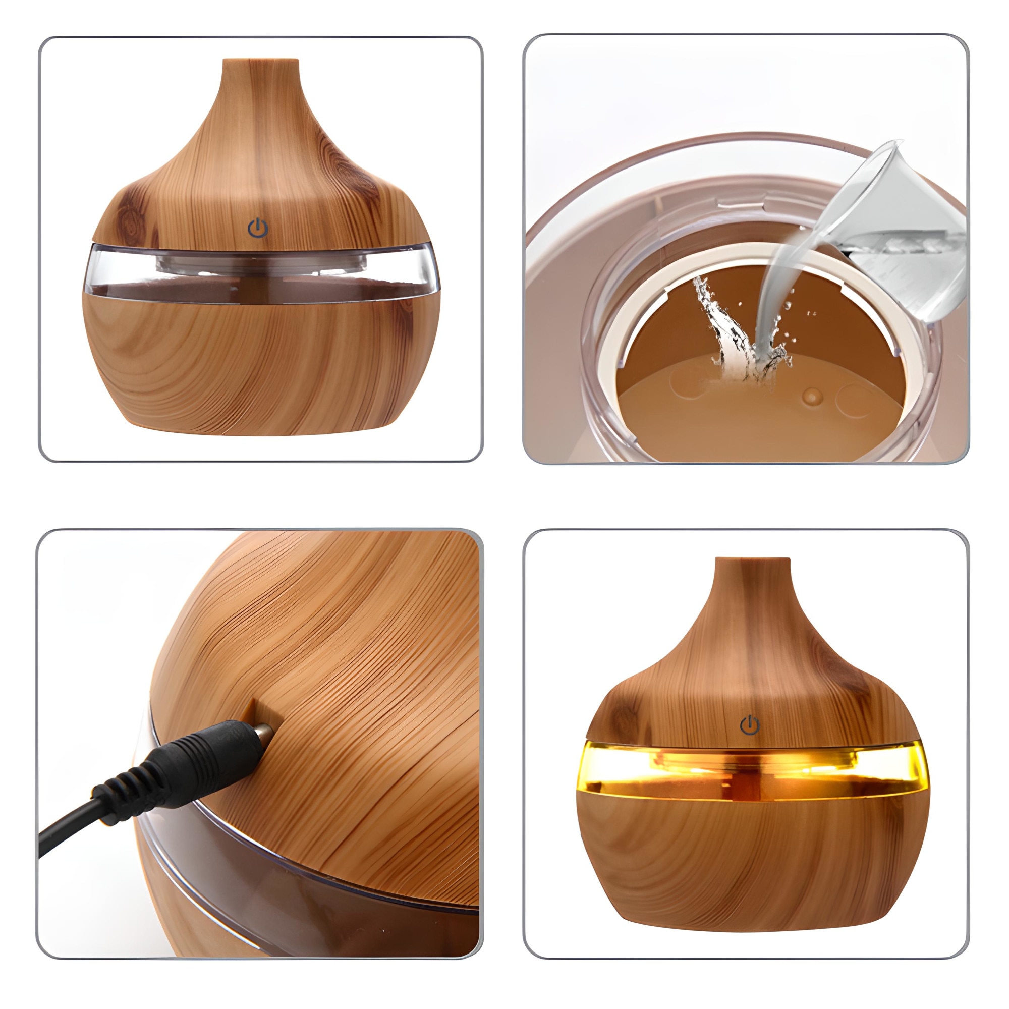 Retoo Ultrahangos aromaterápiás diffúzor és párásító, LED, 7 szín, 300 ...