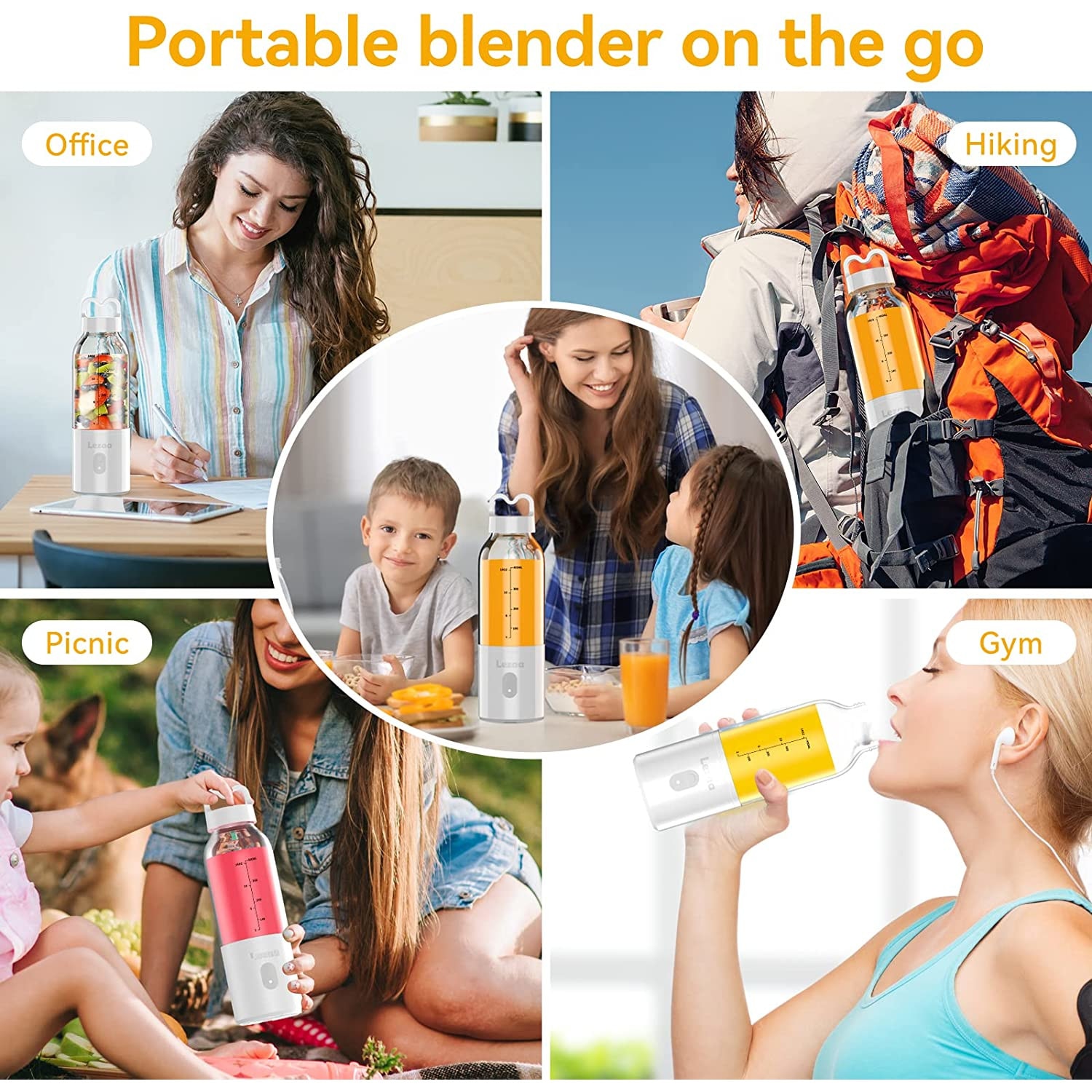 Mini Blender Electric Giftry®, Portabil/Multifunctional, Wireless, Capacitate 500 ml, Baterie ...