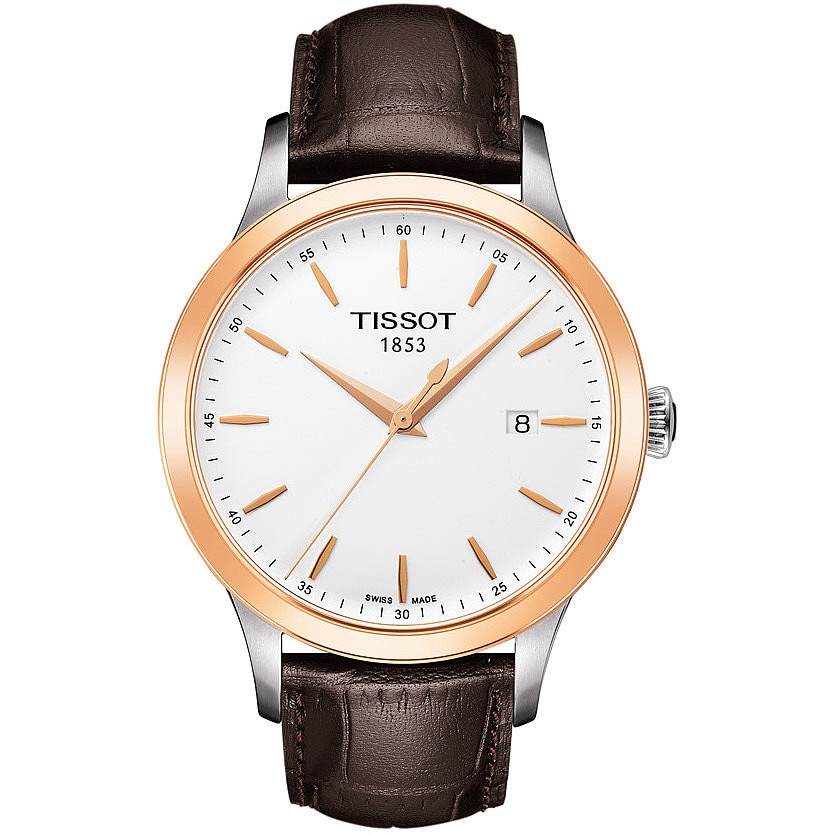Ceas barbatesc, Tissot, Otel/Piele, Rotund, Maro/Alb - eMAG.ro