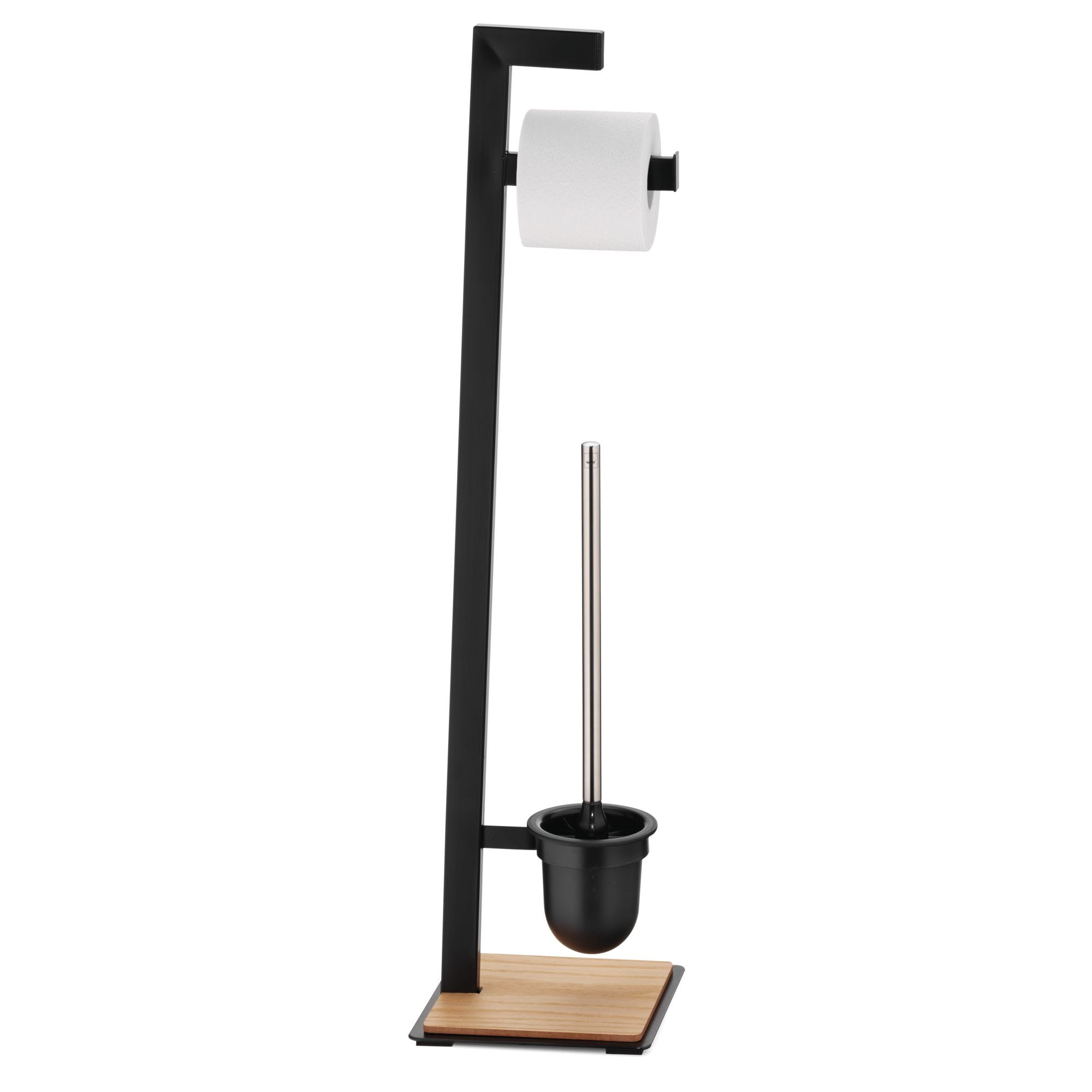 Set toaleta, Kela, Metal\Lemn, 20 x 20 x 82 cm, Negru\Maro - eMAG.ro