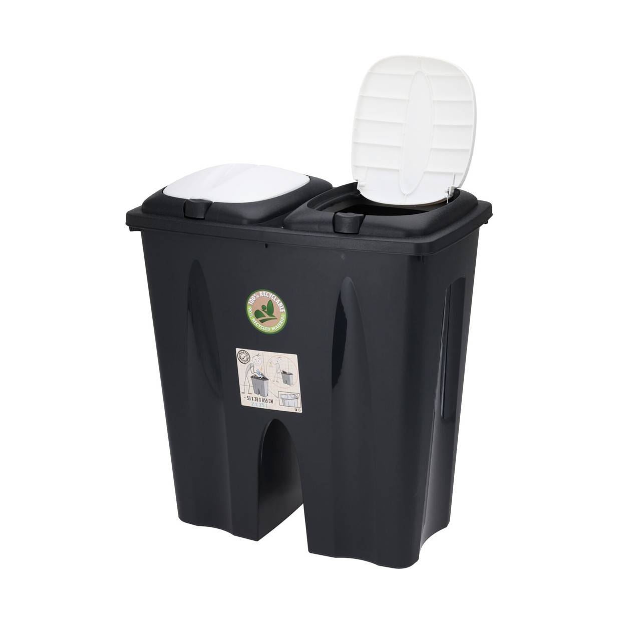 Cos de gunoi pentru colectare separata, H&S, 2x25L, Negru/Alb - eMAG.ro