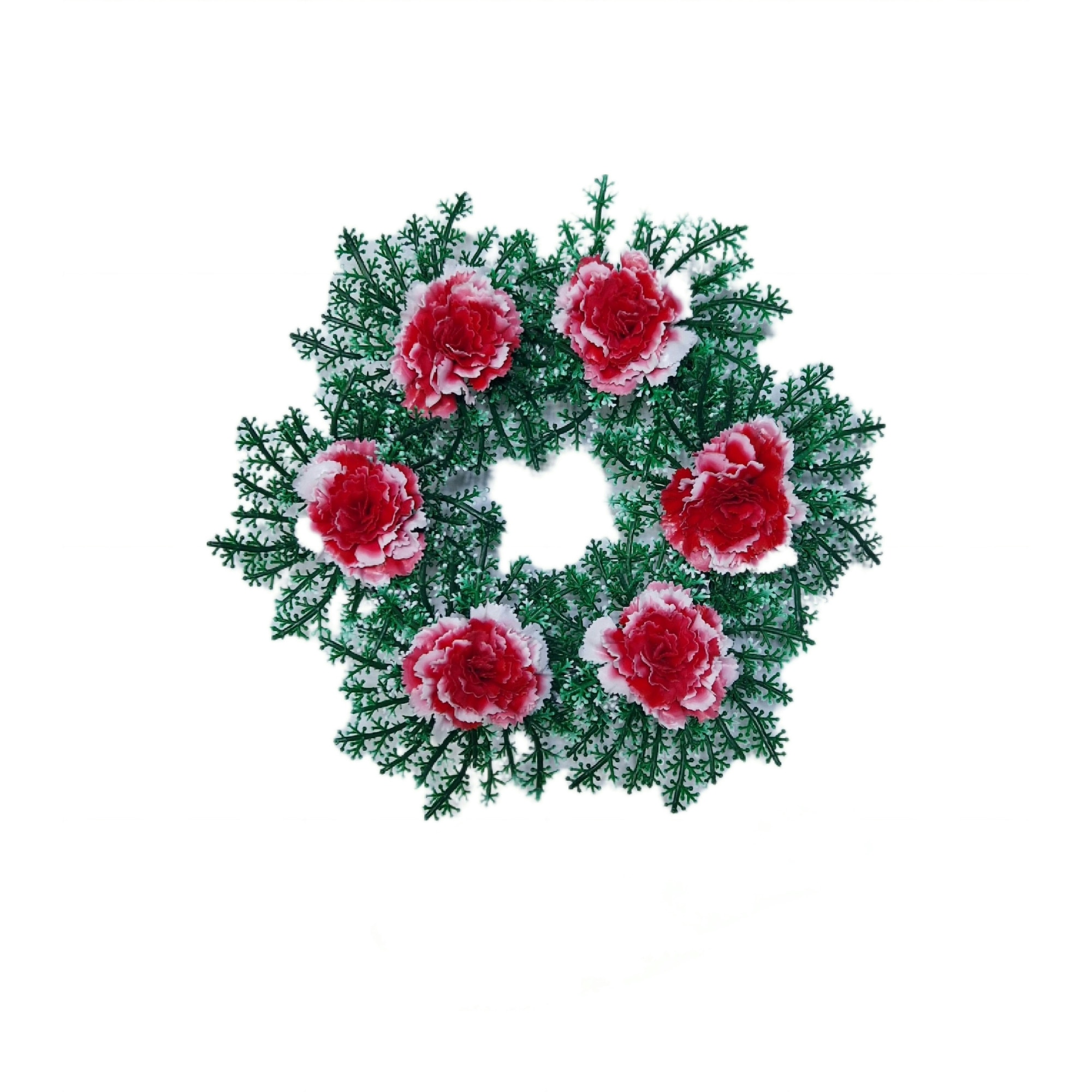 Coroana funerara brad artificial rotund, diametru 38 cm, decorata cu ...