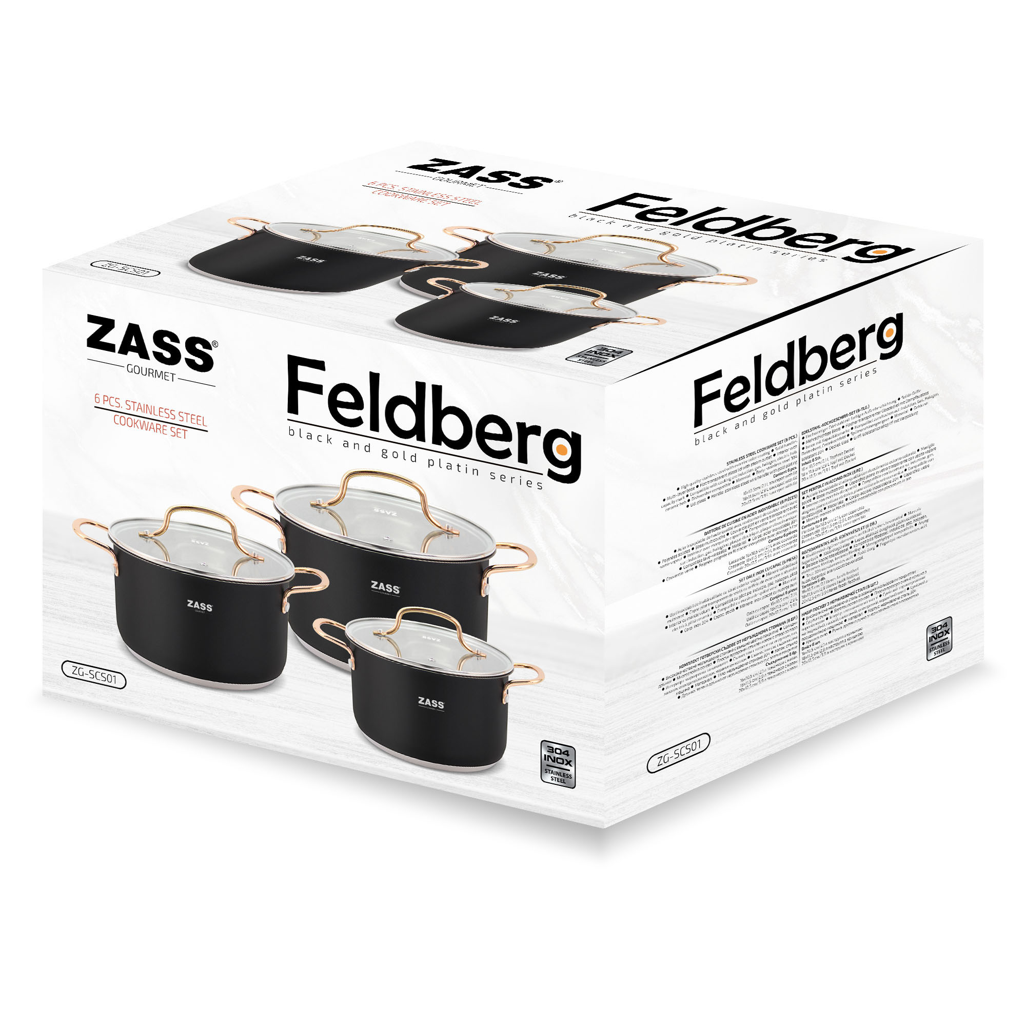 Zass Gourmet ZG-SCS 01 fazék készlet, rozsdamentes acél, fedővel, 6 db ...