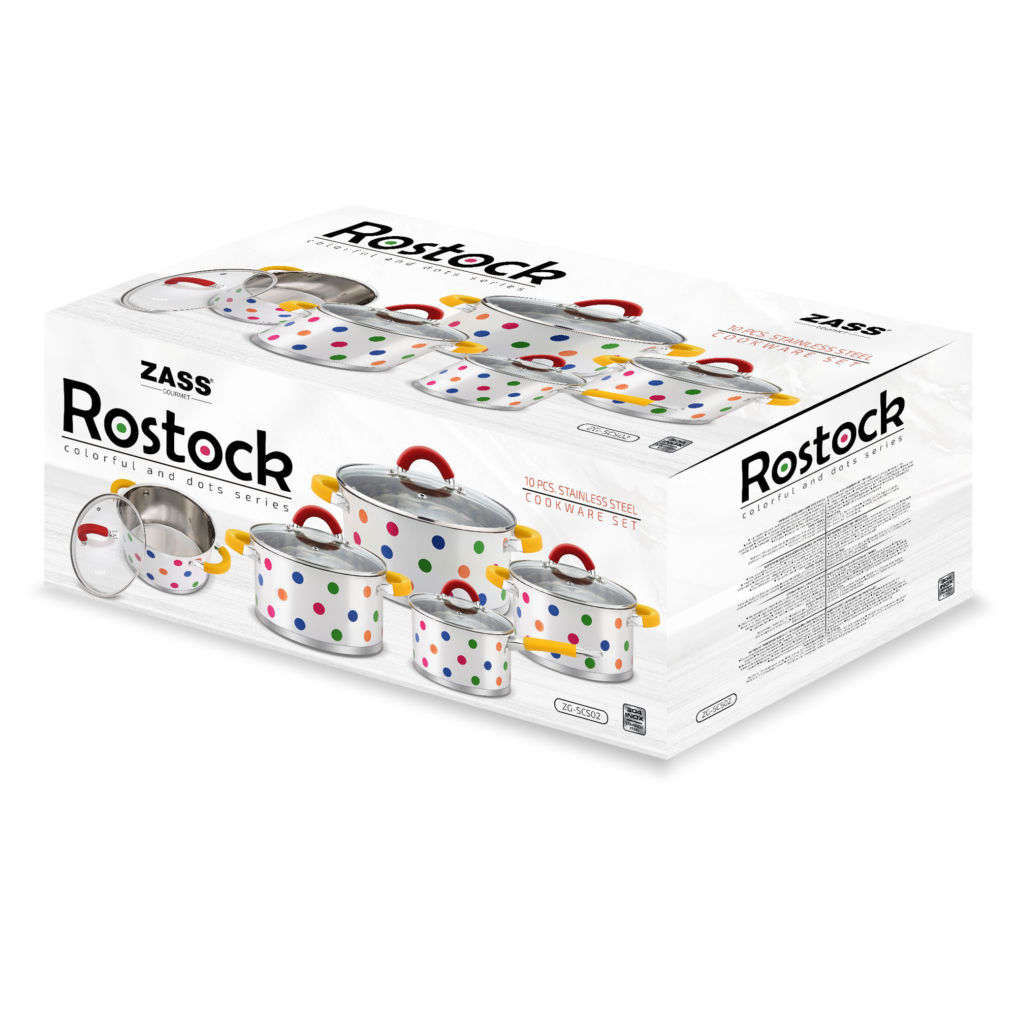 Set oale inox cu capac 10 piese Zass Gourmet ZG-SCS 02, Multicolor ...