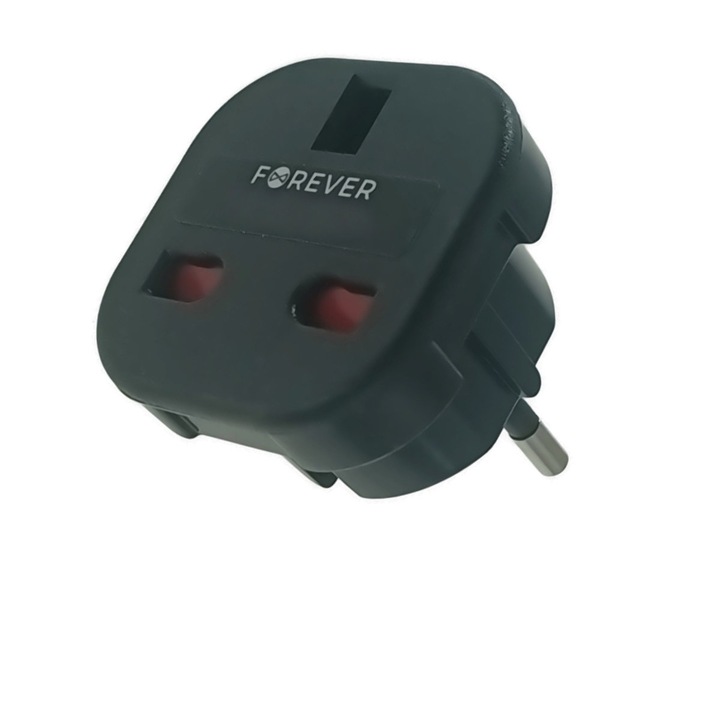 Adaptor priza UK la priza Europa, Forever 39437, 10A, negru - eMAG.ro