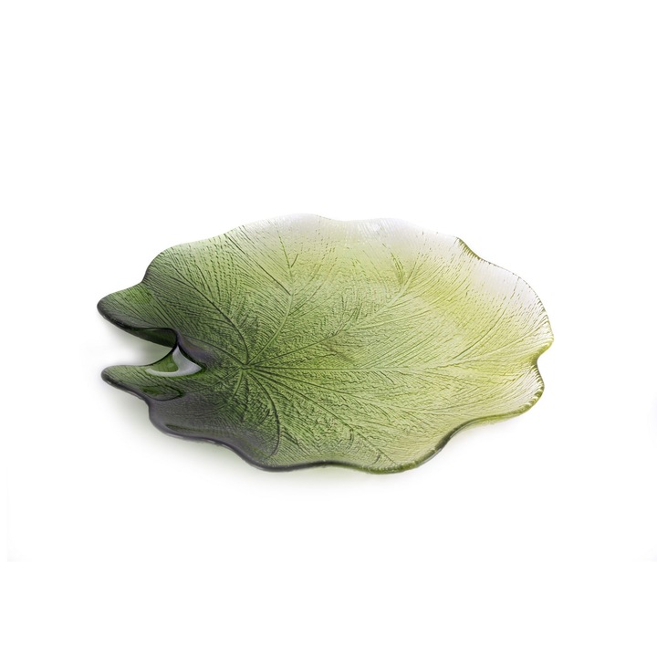 Farfurie in forma de frunza, Eurofirany, Sticla, Verde - eMAG.ro