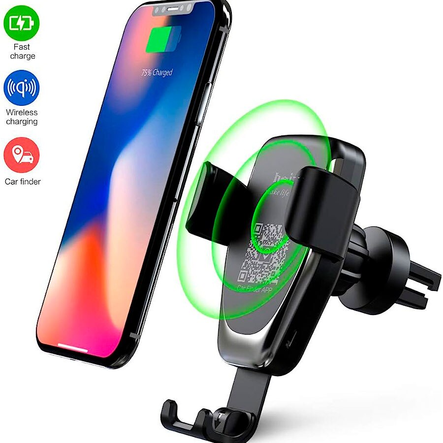 Stand telefon auto, AK Market, Incarcare wireless, Negru - eMAG.ro