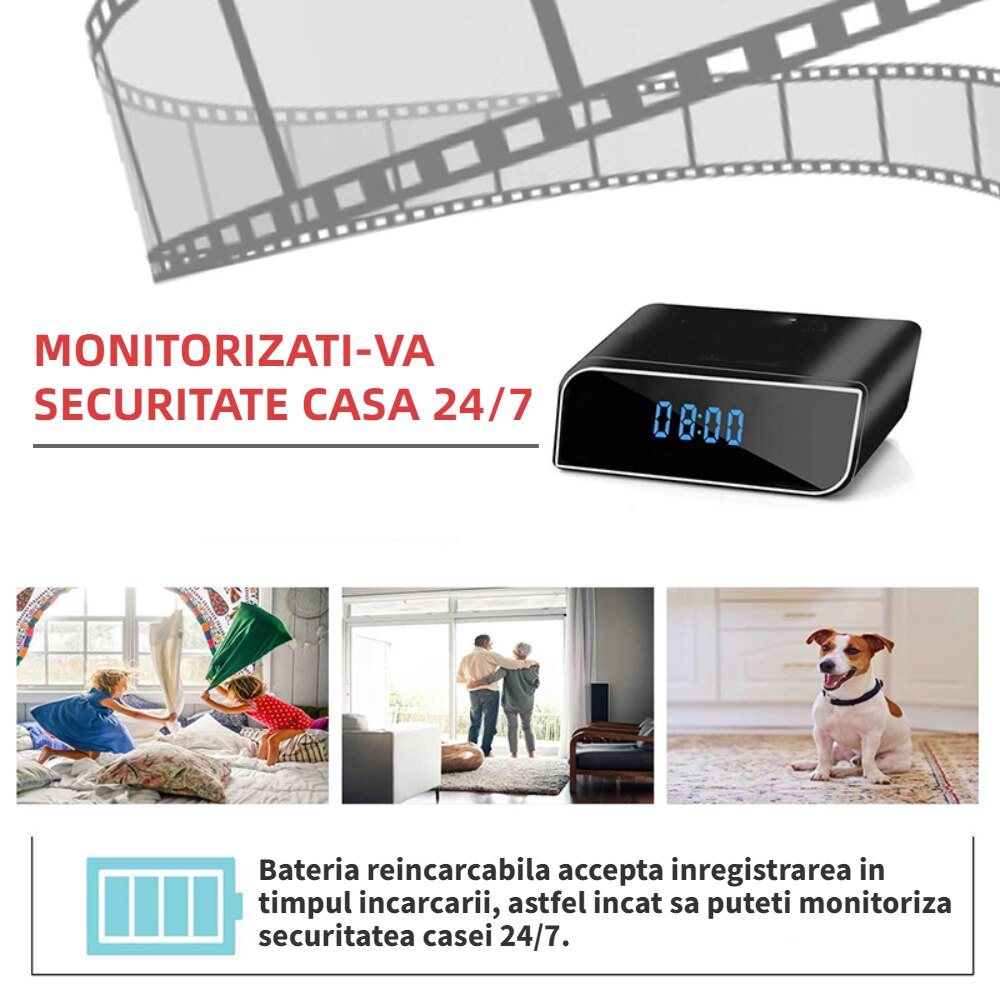 Mini camera Spy WI-FI IP Ascunsa in Ceas Desteptator, Microfon ...