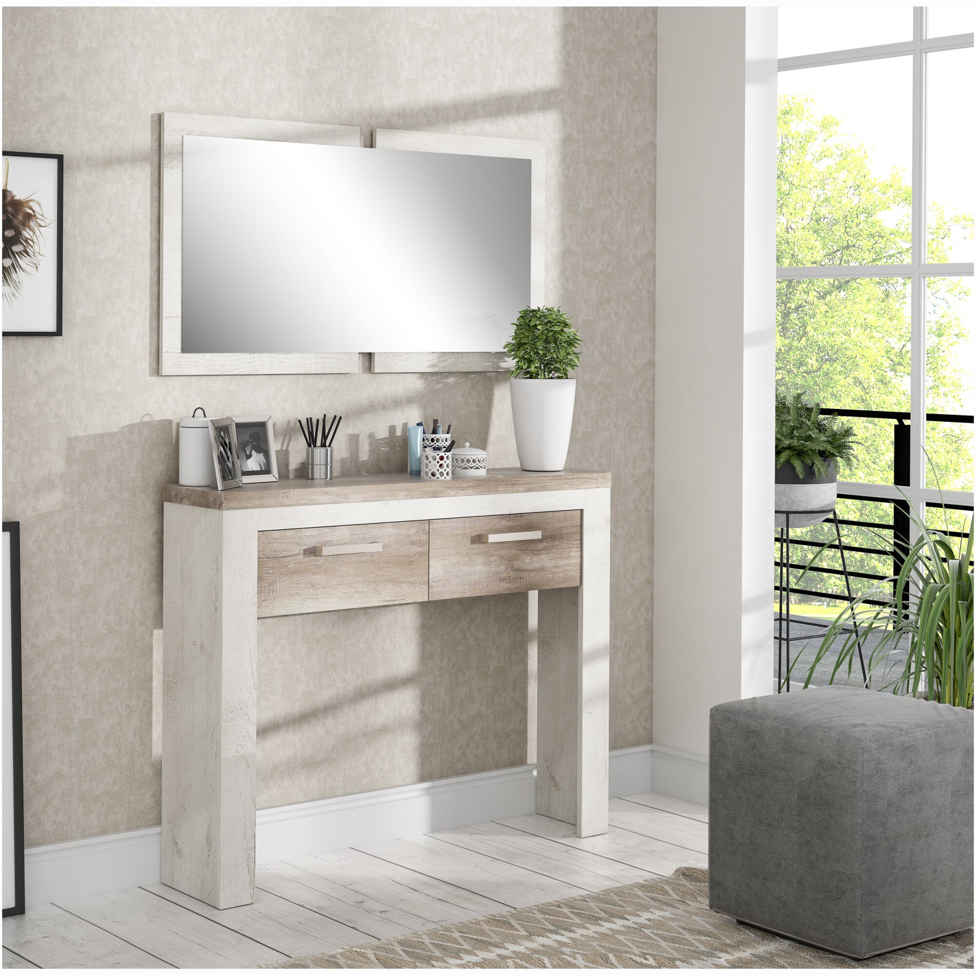 Set hol Forte Duro, dimensiuni 115x 25.8x 176, pin alb/ stejar antic ...