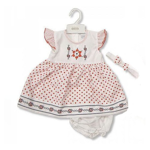 Rochie alba cu buline rosii maneca scurta fete 12-18 luni - eMAG.ro