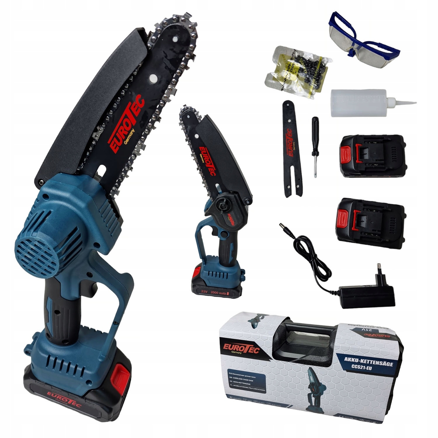 Fierastrau cu lant, Eurotec, Fara fir, 6 inch, Cu 2 baterii, Negru ...