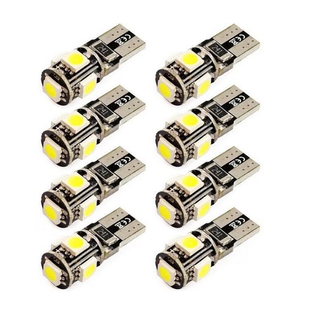 Set 8x becuri LED auto, BZRSH, W5W, 12V, 5W CANBUS, 7000k, 28x12 mm ...