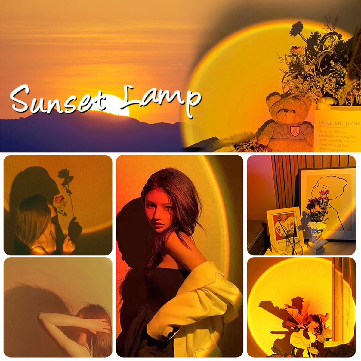 Lampa de apus, Sunset Light, Reglabila pe inaltime, Rotatie 360 grade ...