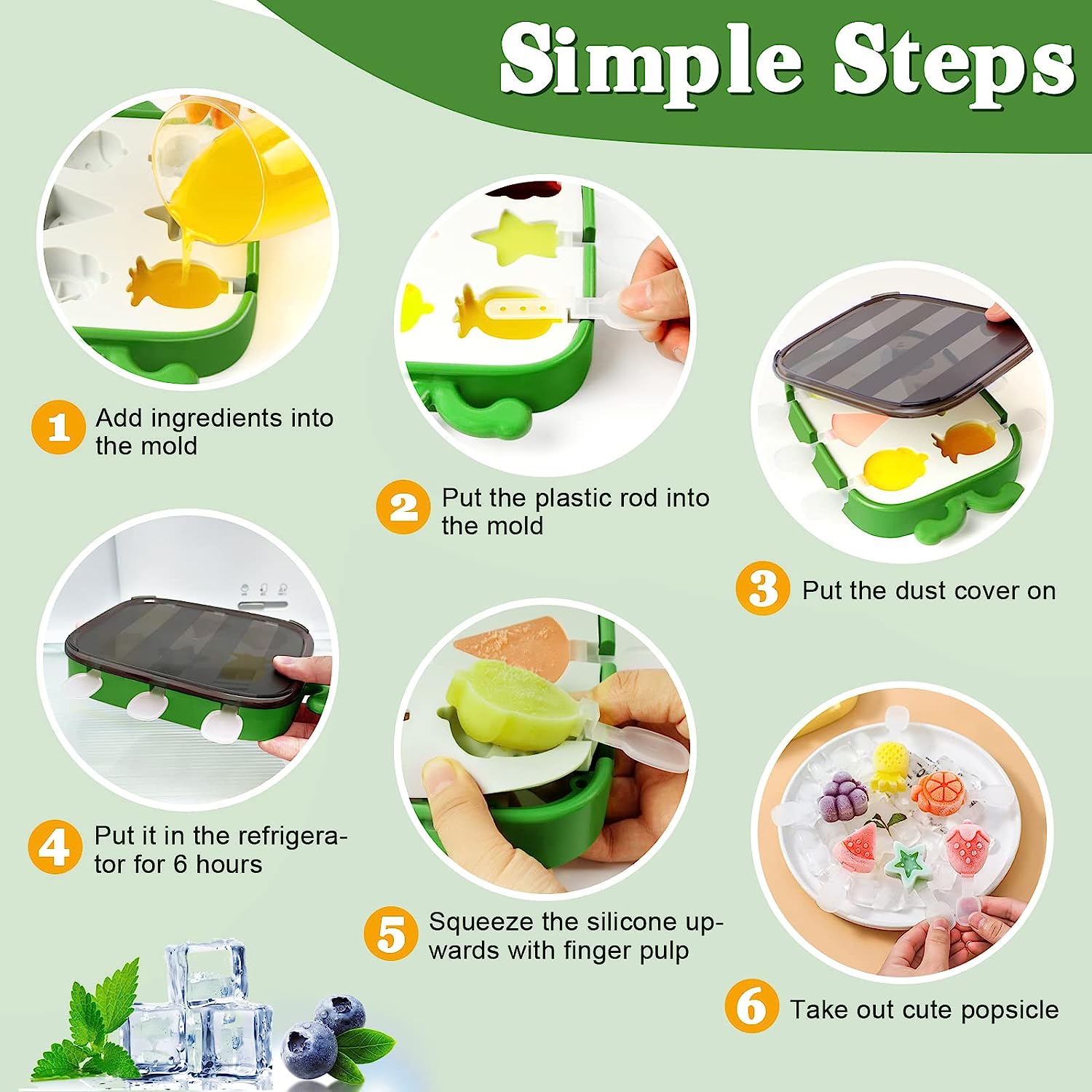 Forme DIY pentru inghetata, Silicon, Verde - eMAG.ro