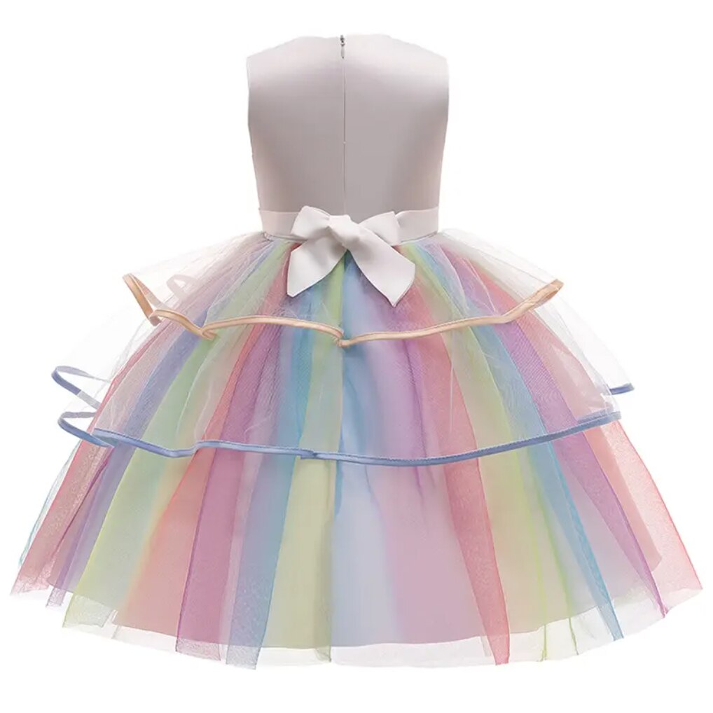 Rochie fete Unicorn Clasico, alb, cu bentita - eMAG.ro