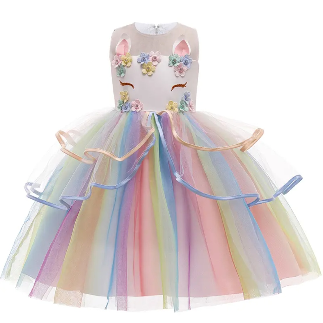 Rochie fete Unicorn Clasico, alb, cu bentita - eMAG.ro