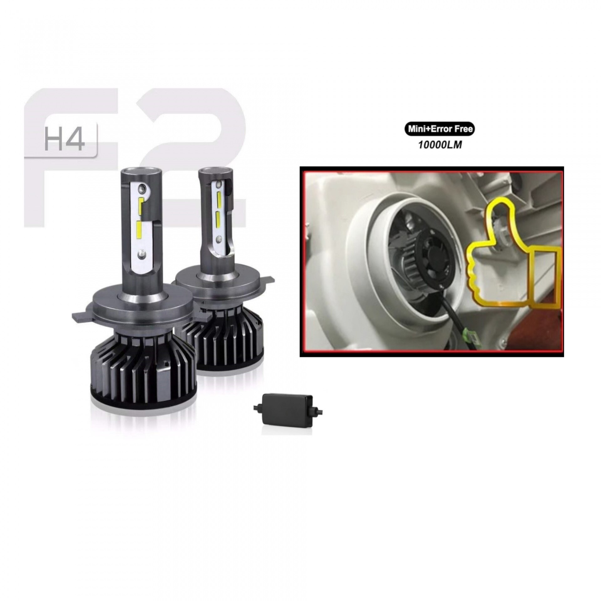 Set Becuri Auto H4 LED CANBUS, F2, 10000lm 12V 24V 72W - eMAG.ro