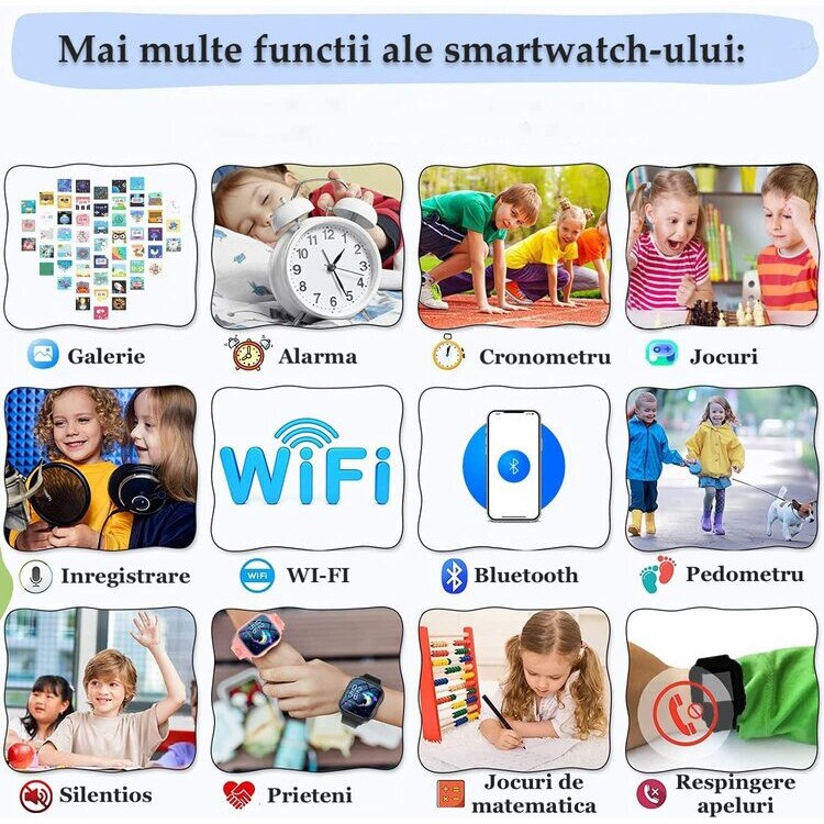 Ceas smartwatch copii GPS 4G, Merkie® K9, cu localizare GPS, WIFI ...