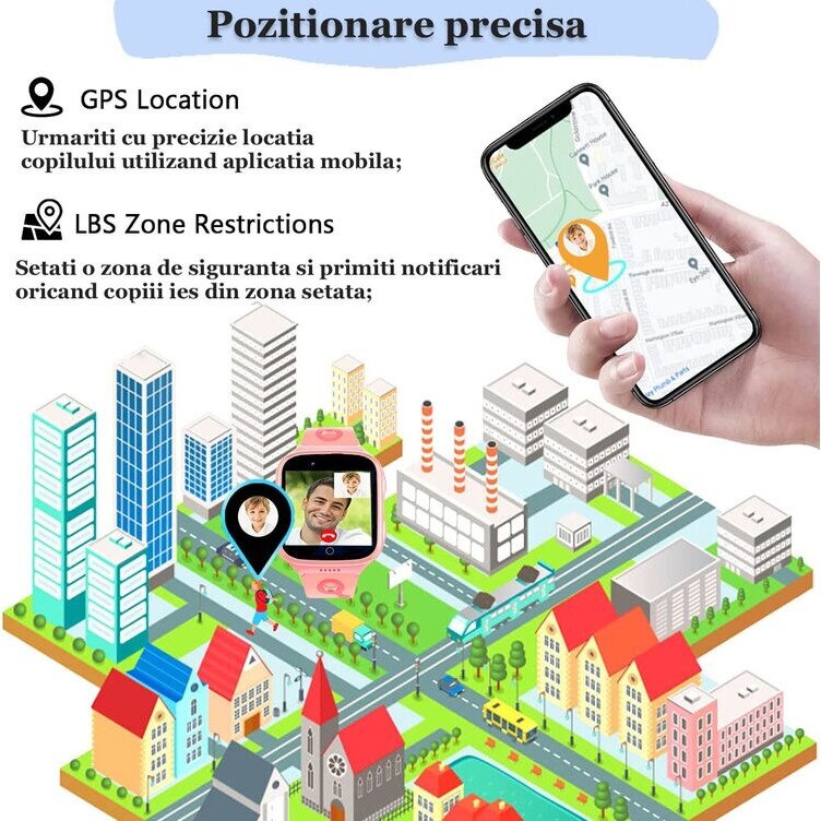 Ceas smartwatch copii GPS 4G, Merkie® K9, cu localizare GPS, WIFI ...