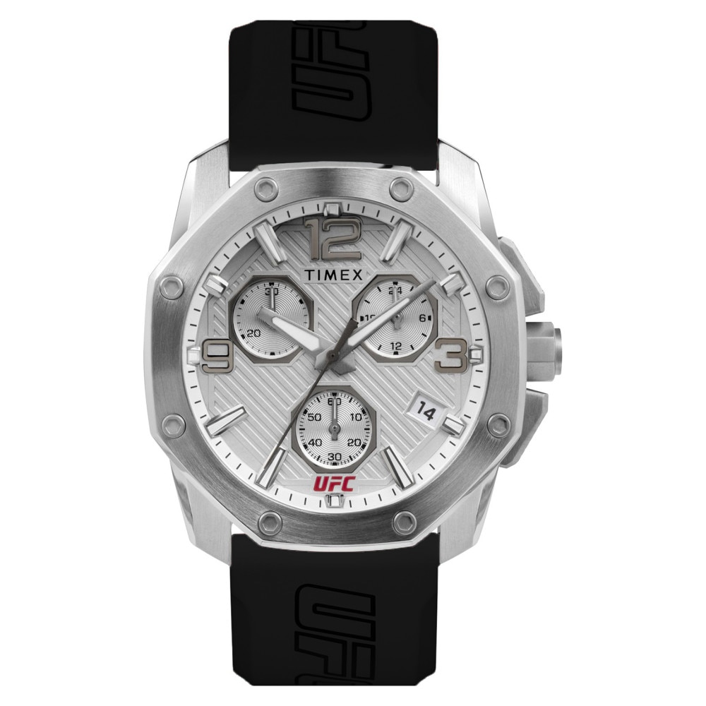 Ceas barbati UFC Icon, Timex, Inox/Cauciuc, 45 mm, Negru/Argintiu - eMAG.ro