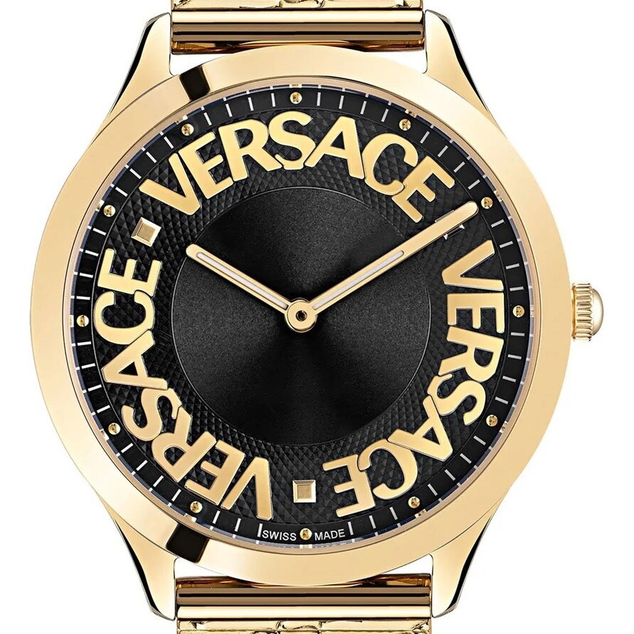 Дамски часовник Versace, Неръждаема стомана, Злато/Черен - eMAG.bg