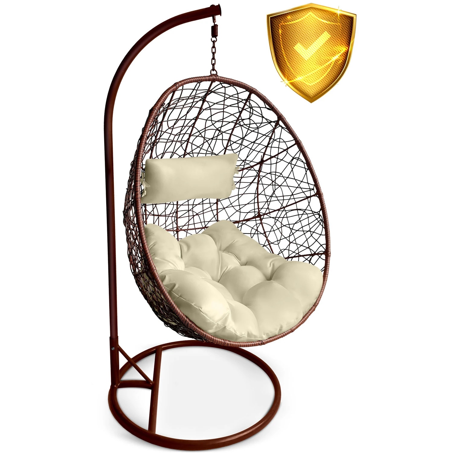 Fotoliu suspendat pentru gradina Brava maro cu perne moi, design modern ...