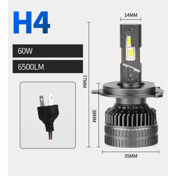 Set 2 Becuri LED Auto H4 60W - eMAG.ro