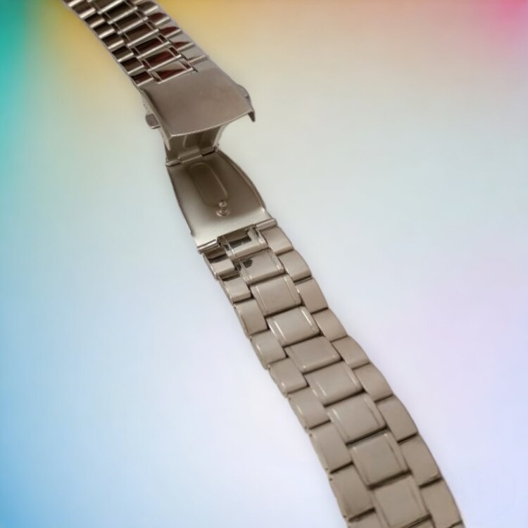 Curea ceas metalica din otel inoxidabil, model median liniar, catarama ...