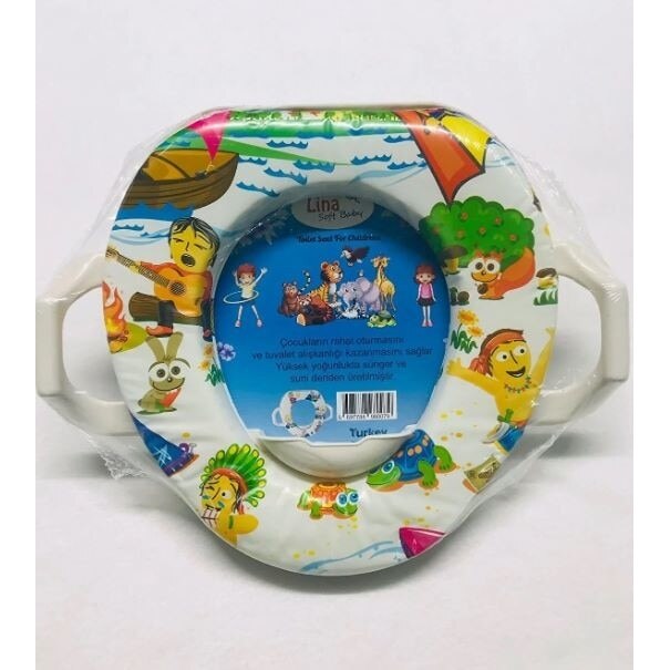 Reductor WC copii moale pentru toaleta, cu manere model jungle Galben ...