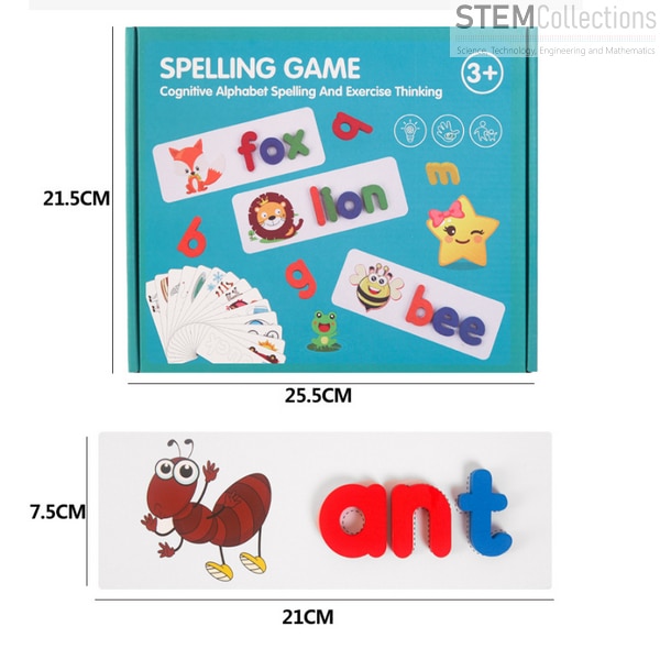 Puzzle de cuvinte de ortografie din lemn, jucarie de educatie ...