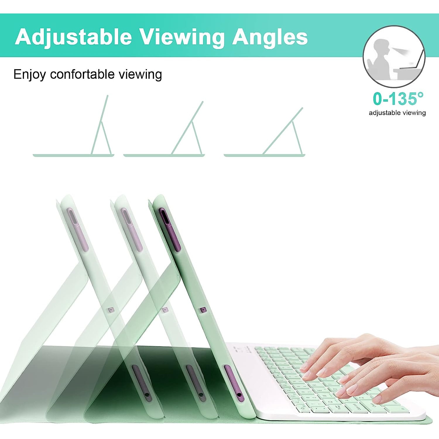 Husa cu tastatura si mouse Wireless, Bluetooth, Sigloo, compatibila cu ...