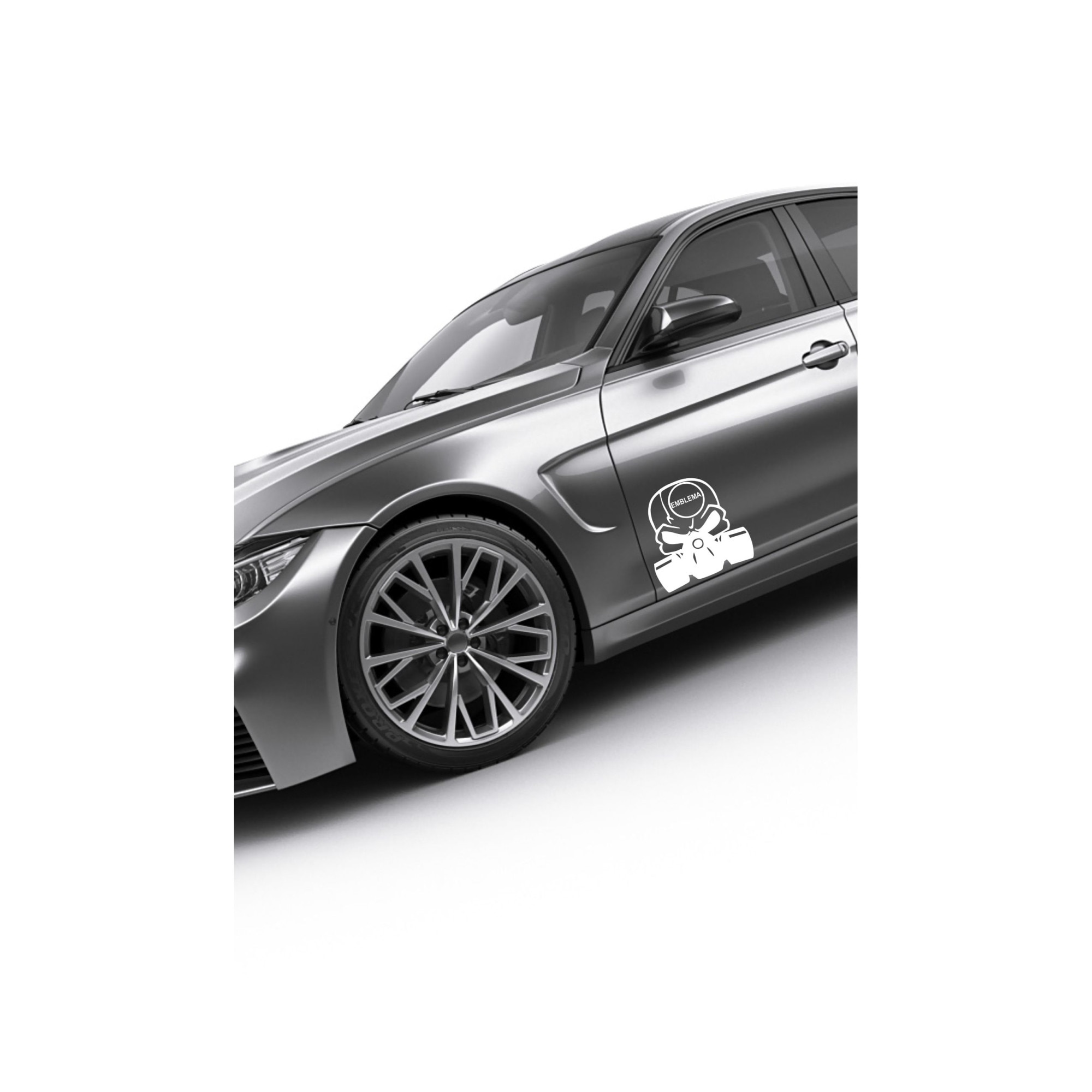 Sticker auto, craniu masca de gaz, personalizat, alb,20cm - eMAG.ro