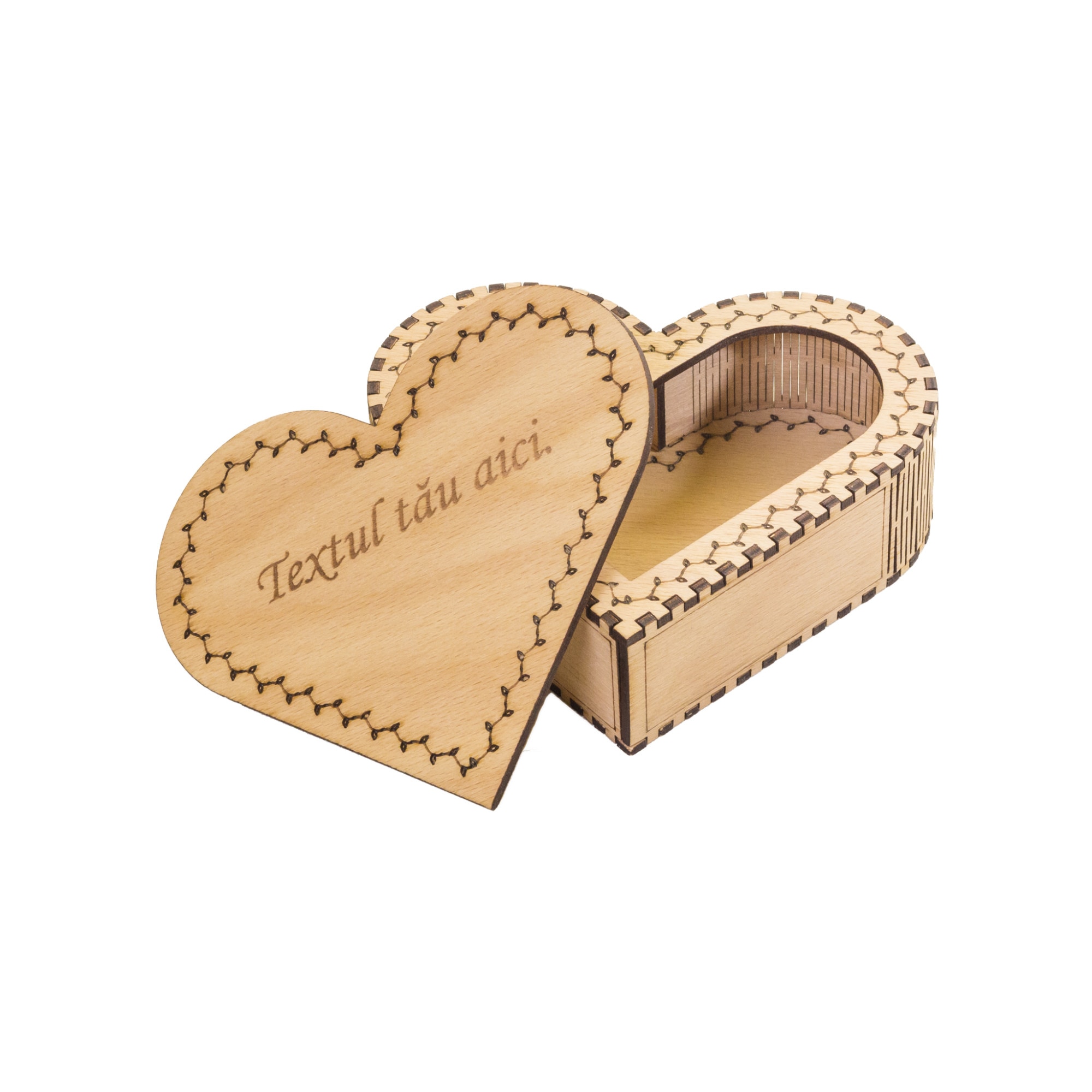 Cutie in forma de inima din lemn 13.5x12x4 - eMAG.ro