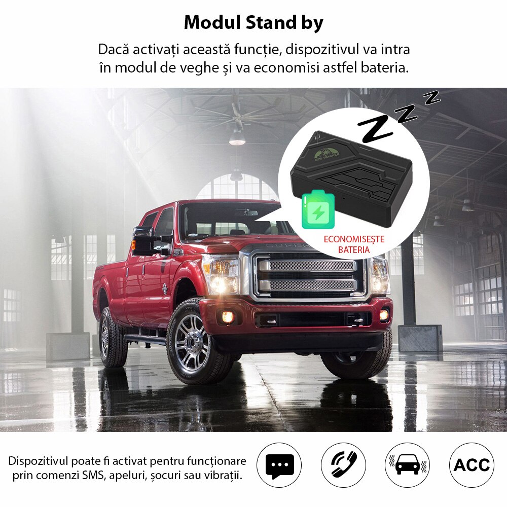 GPS tracker magnetic cu SIM card, comenzi prin SMS, cu microfon ...