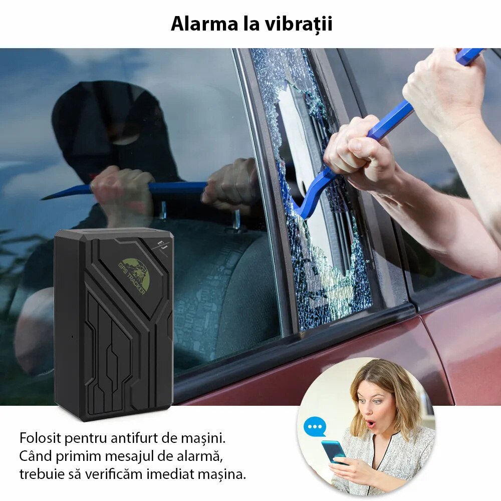 GPS tracker magnetic cu SIM card, comenzi prin SMS, cu microfon ...