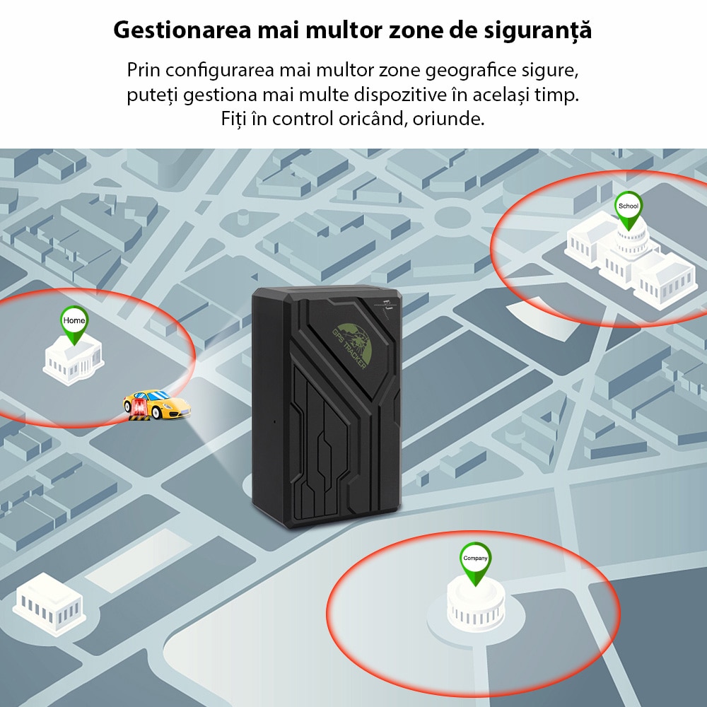 GPS tracker magnetic cu SIM card, comenzi prin SMS, cu microfon ...