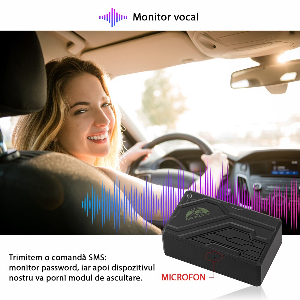 GPS tracker magnetic cu SIM card, comenzi prin SMS, cu microfon ...