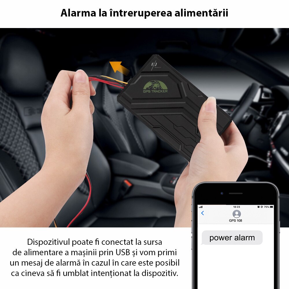 GPS tracker magnetic cu SIM card, comenzi prin SMS, cu microfon ...