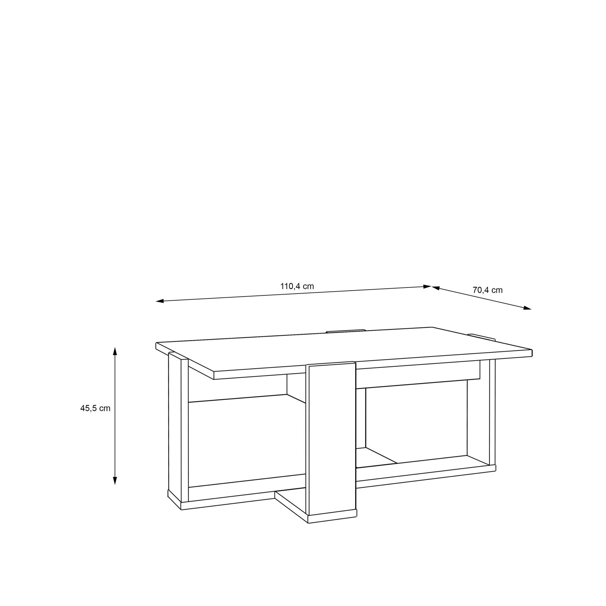 Masuta cafea Forte Coffee Tables, dimensiuni 110x 70x 45.5, alb/ stejar ...