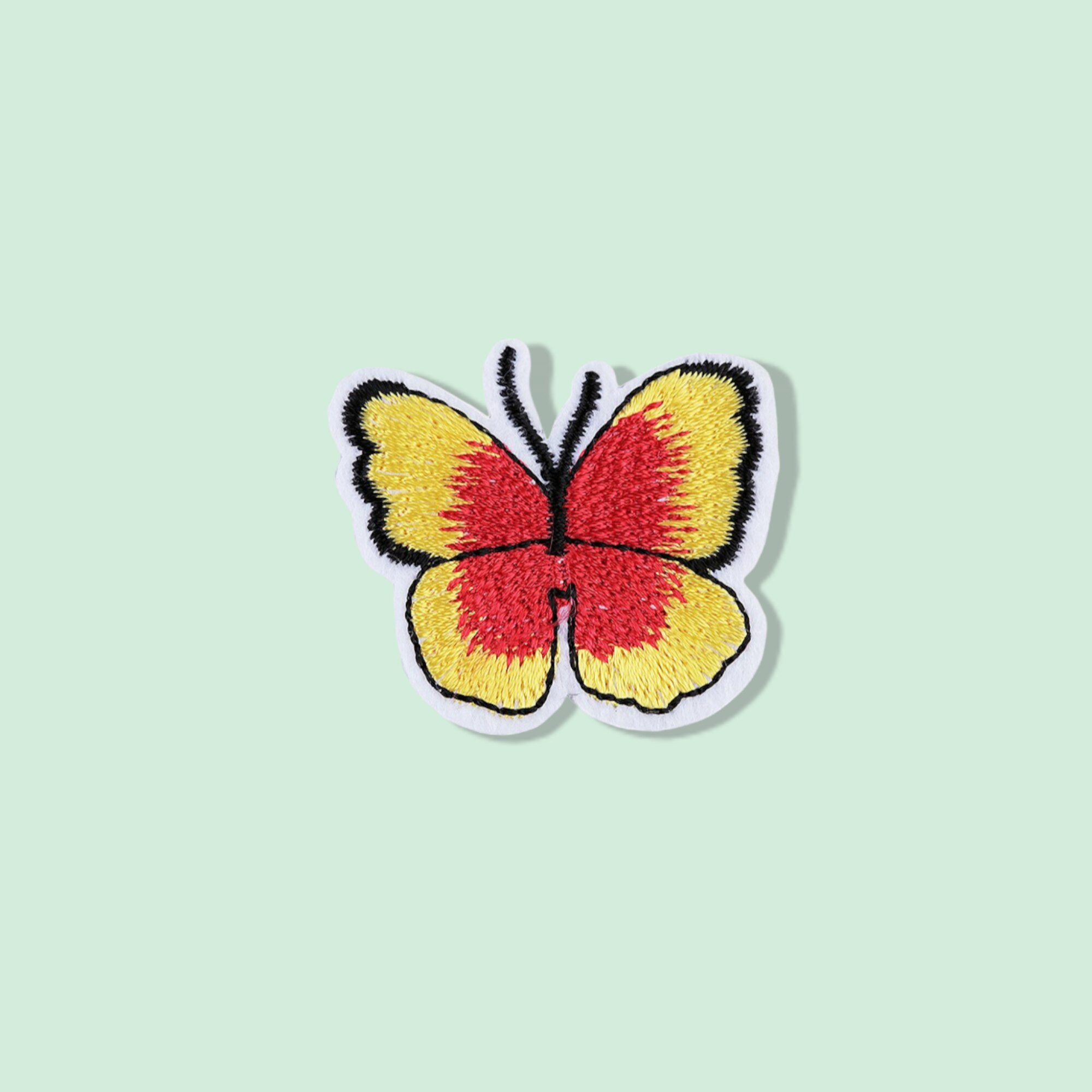 Alkalmazás thermoadeziva hímzett, 36 x 40 mm Sárga és piros pillangó ...
