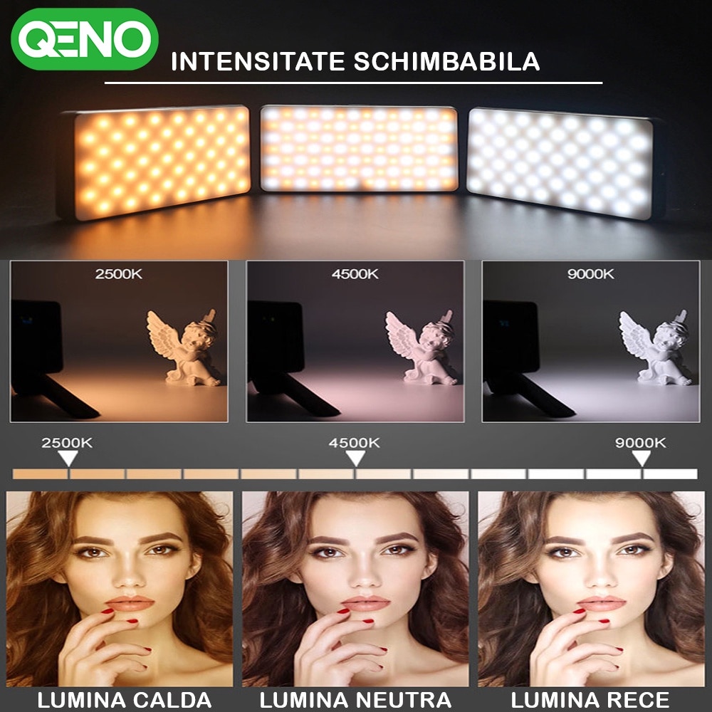 Lampa Video - Foto RGB LED W140 QENO® REVOLIGHTS, Lumina Continua 2500 ...