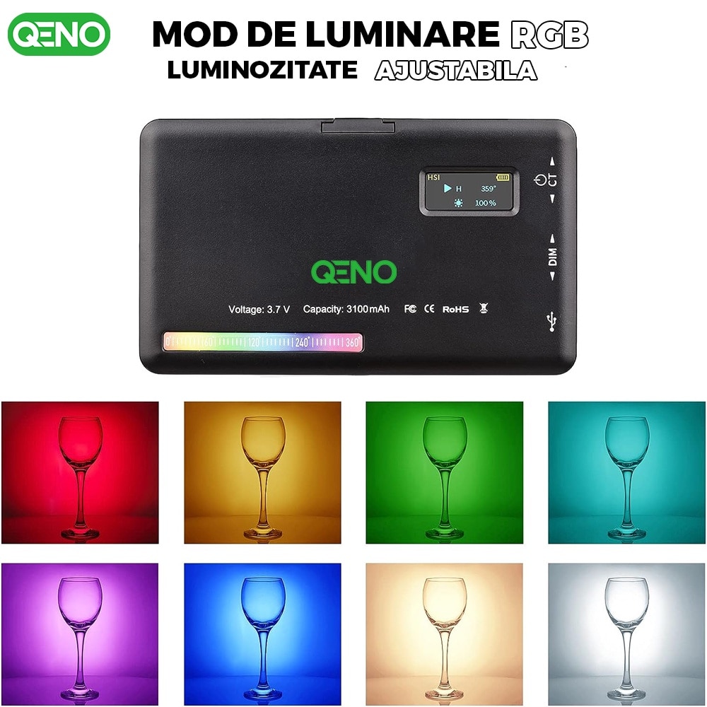 Lampa Video - Foto RGB LED W140 QENO® REVOLIGHTS, Lumina Continua 2500 ...