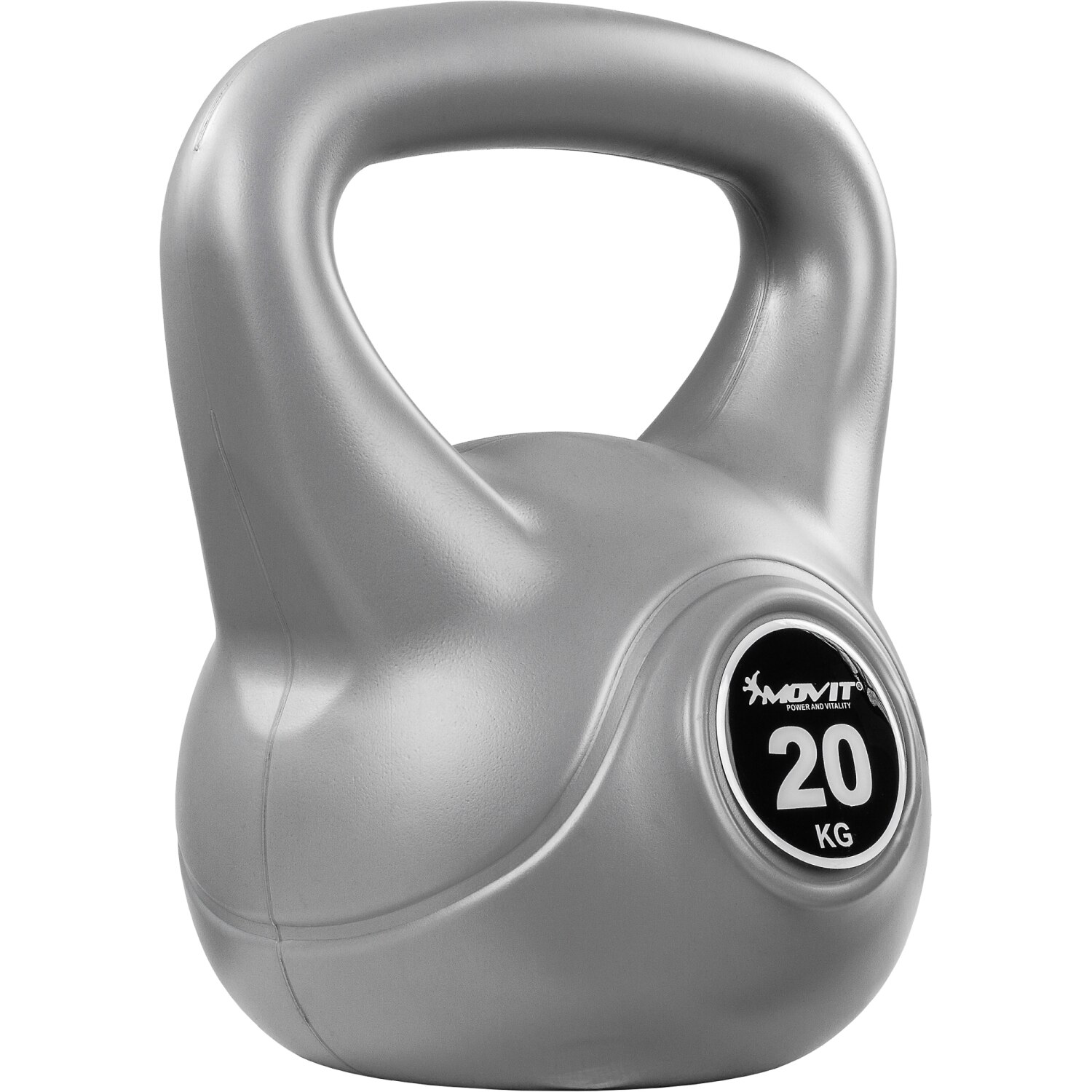 Gantera Kettlebell, MOVIT® de 20 kg, gri - eMAG.ro