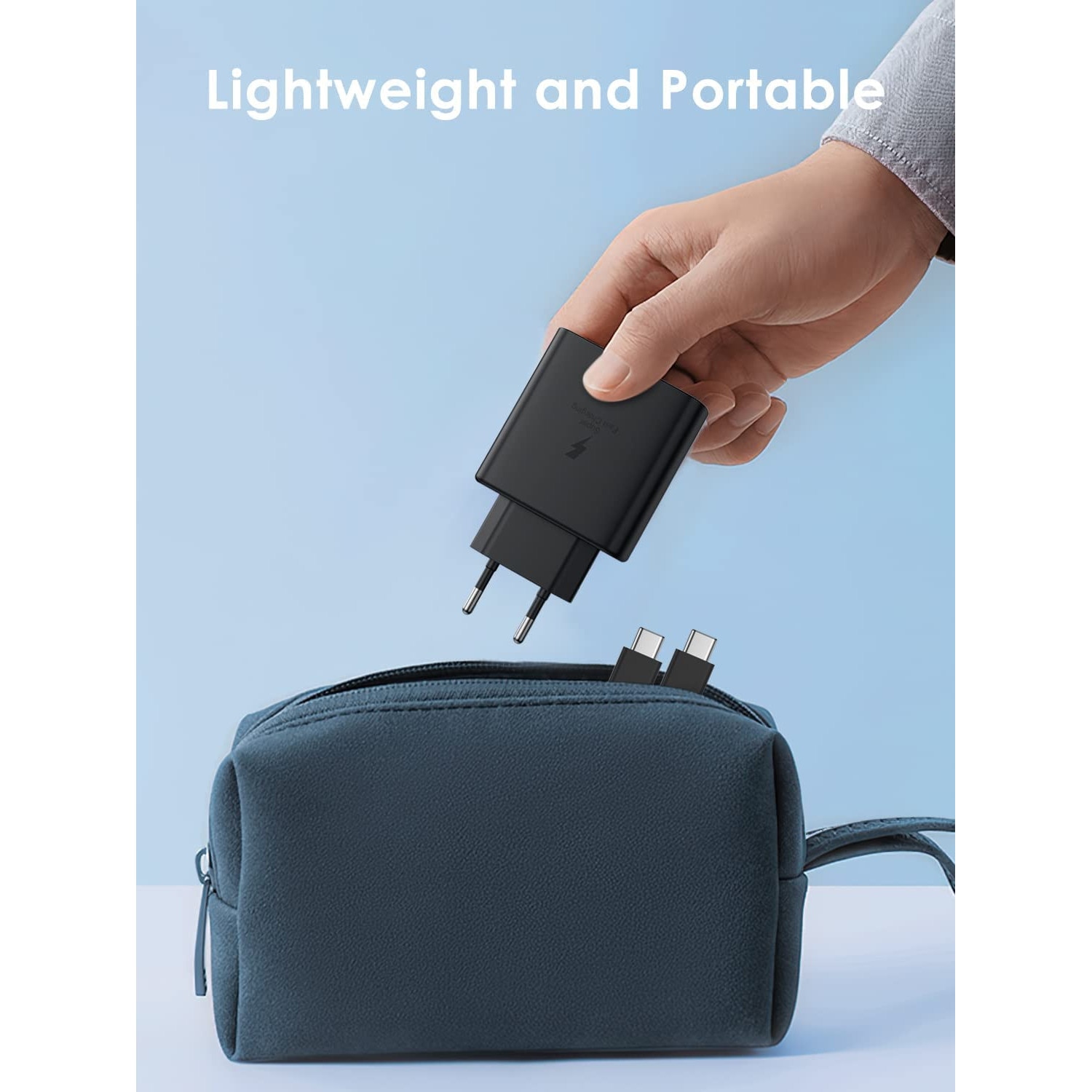 Комплект зарядно Samsung, 45 W, USB-C, Включва кабел за данни, Черен ...