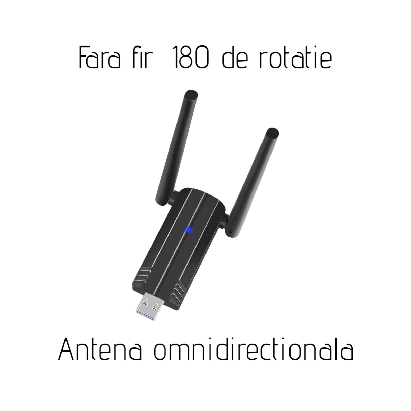 Adaptor wireless, 1300Mbps, USB 3.0, Retea 2,4G & 5G, 1800m, Antene ...